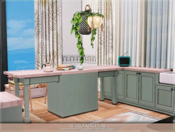 Retro Kitchen By Mychqqq Sims 4 CC Download
