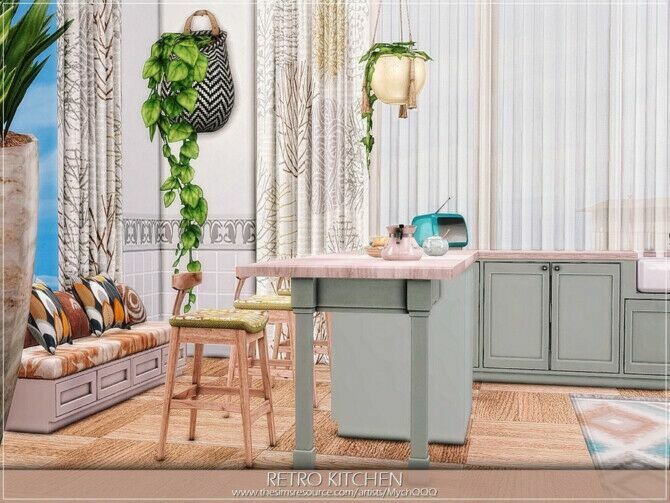 Retro Kitchen By Mychqqq Sims 4 CC Download