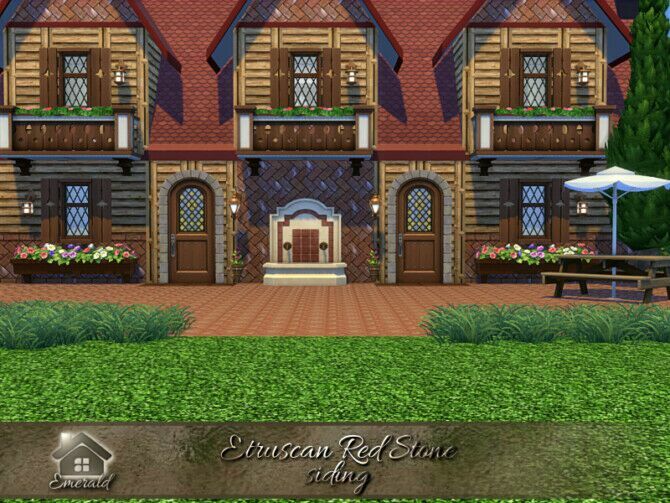 Etruscan RED Stone Siding By Emerald Sims 4 CC Download