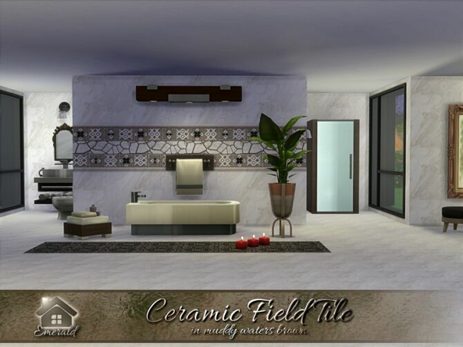 Ceramic Field Tile In Muddy Waters Brown By Emerald Sims 4 CC Download