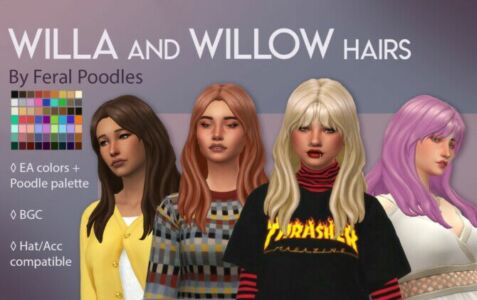 Willa And Willow Hairs At Feral Poodles Sims 4 CC Download