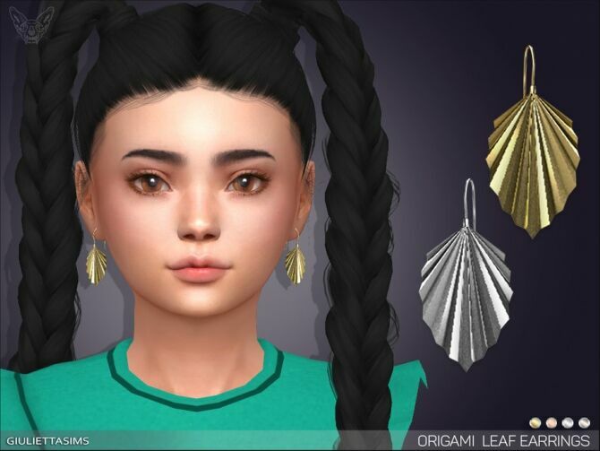 Origami Leaf Earrings For Kids By Feyona Sims 4 CC Download