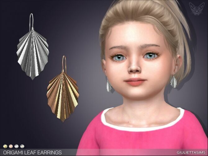 Origami Leaf Earrings For Toddlers By Feyona Sims 4 CC Download