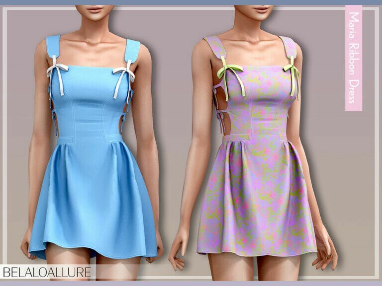Maria Ribbon Dress By Belal1997 Sims 4 CC Download