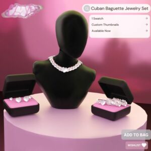 Cuban Baguette Jewelry SET Sims 4 CC Download