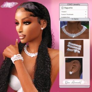 Cuban Baguette Jewelry SET Sims 4 CC Download