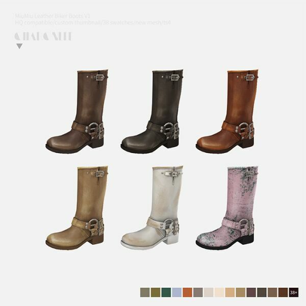 Miumiu Leather Biker Boots V1 By Charonlee Sims 4 CC Download