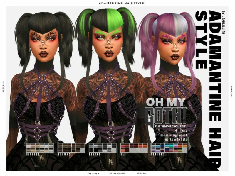 OH MY Goth Adamantine Hairstyle Sims 4 CC Download