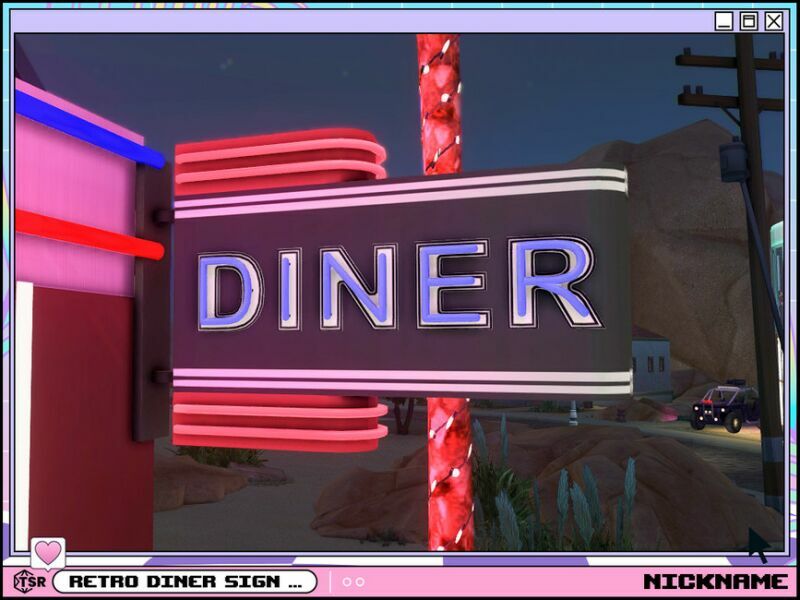 Retro Diner Sign SET Sims 4 CC Download