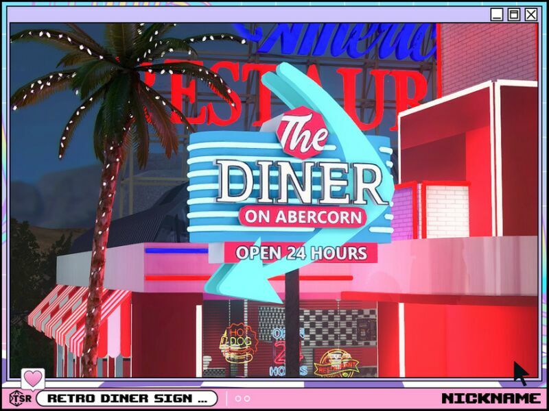 Retro Diner Sign SET Sims 4 CC Download