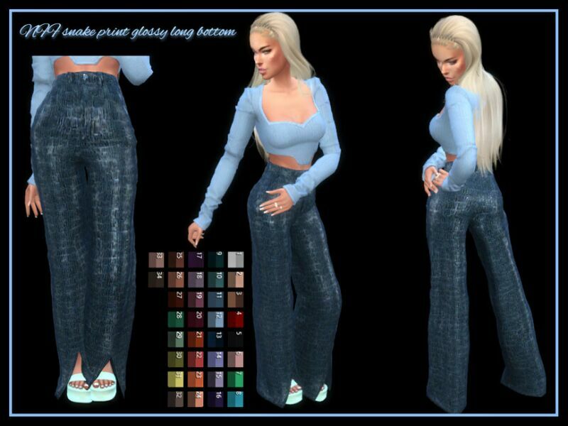 Snake Print Glossy Long Bottom By Nadiafabulousflow Sims 4 CC Download