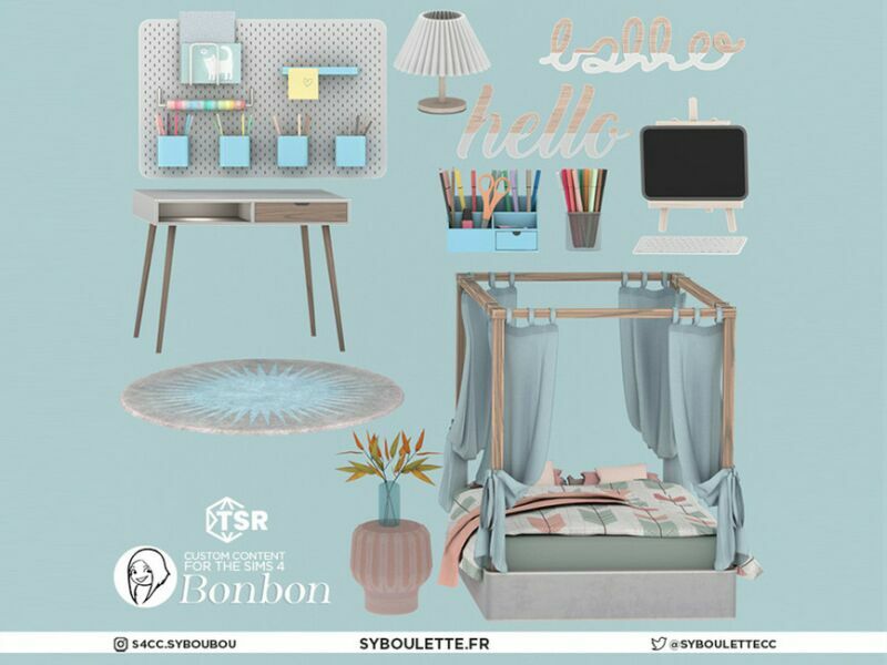 Bonbon Bedroom SET Part 2 By Syboubou Sims 4 CC Download