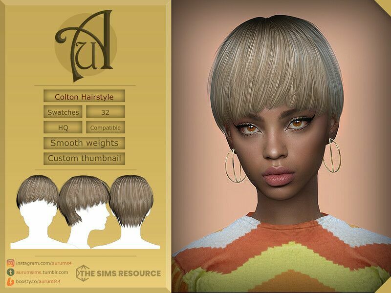 Colton – Short Female Haircut By Aurummusik Sims 4 CC Download