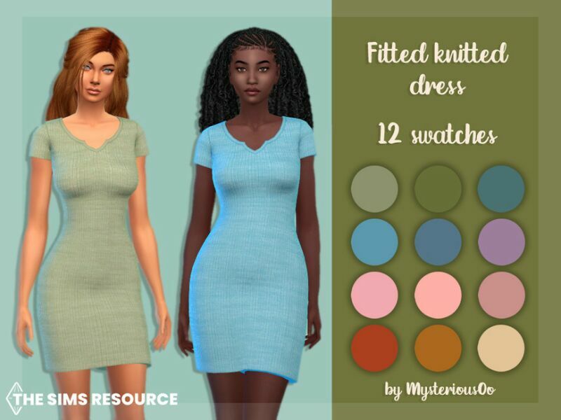 Fitted Knitted Dress By Mysteriousoo Sims 4 CC Download