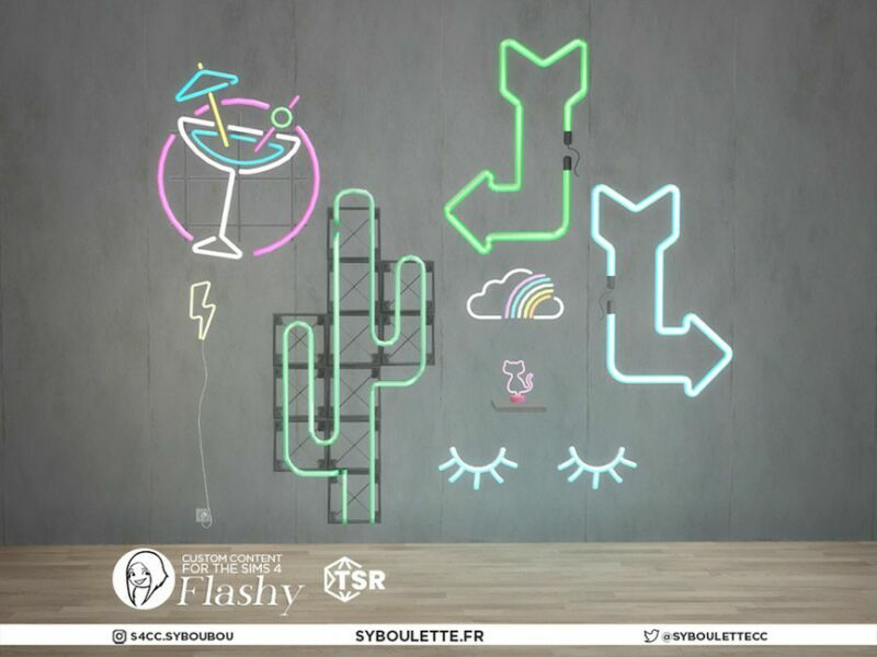 Flashy Neon SET By Syboubou Sims 4 CC Download