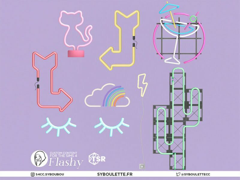Flashy Neon SET By Syboubou Sims 4 CC Download