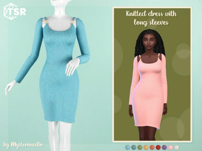 Knitted Dress With Long Sleeves By Mysteriousoo Sims 4 CC Download