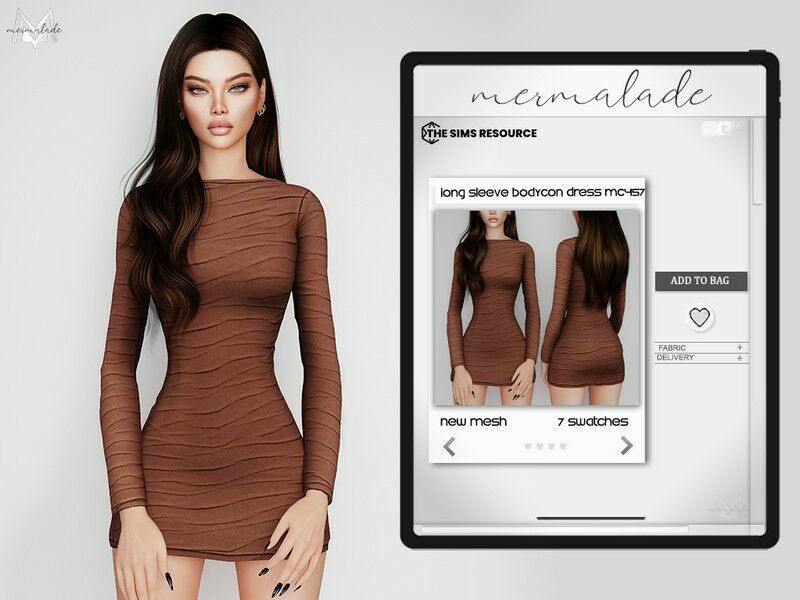 Long Sleeve Mini Dress MC457 By Mermaladesimtr Sims 4 CC Download