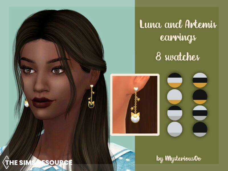 Luna And Artemis Earrings By Mysteriousoo Sims 4 CC Download