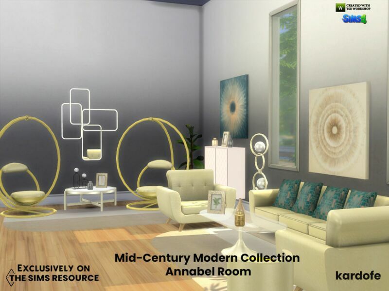 Mid-Century Modern Collection Annabel Room By Kardofe Sims 4 CC Download