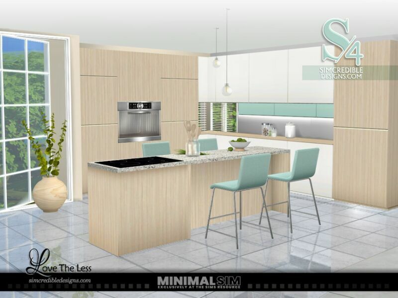Minimalsim Love The Less Kitchen By Simcredible! Sims 4 CC Download