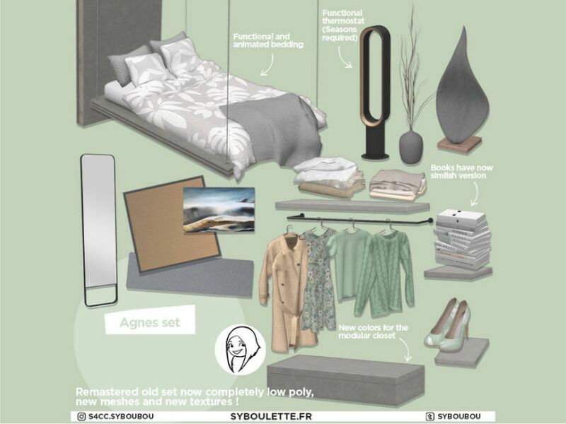 Patreon Early Release – Agnes SET – Part 3: Decor By Syboubou Sims 4 CC ...