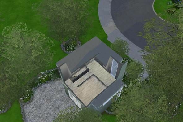 Small Modern Starter Home – Shell Sims 4 CC Download