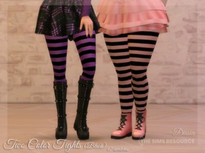 TWO Color Tights (Black) By Dissia Sims 4 CC Download