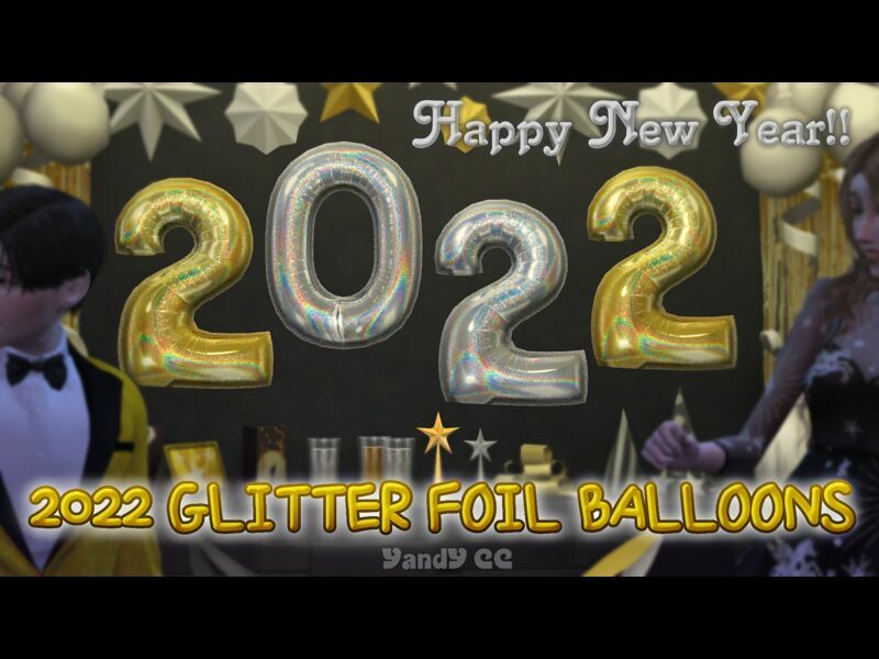2022 Glitter Foil Balloons By Yandy Sims 4 CC Download