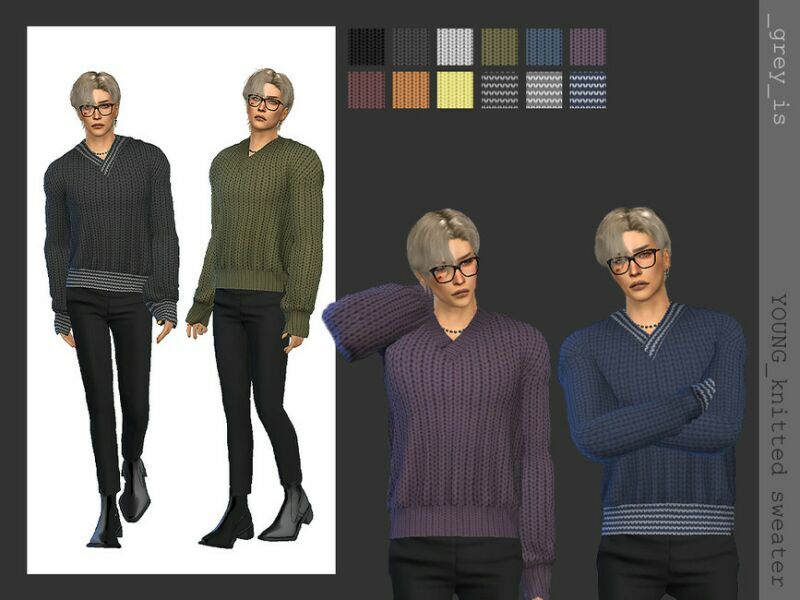 _Young_ 011 Knitted Sweater By Greyis Sims 4 CC Download