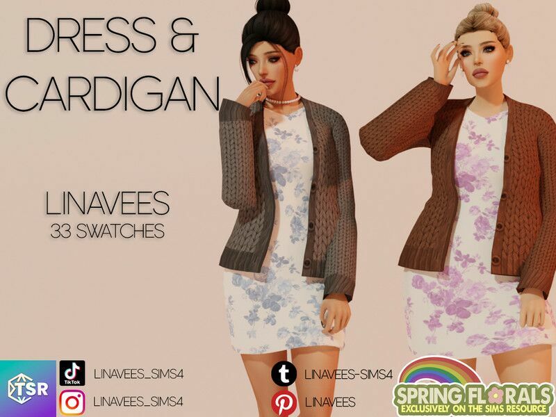 Alice – Dress & Cardigan By Linavees Sims 4 CC Download