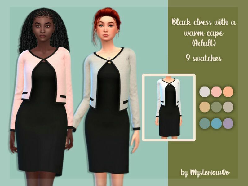 Black Dress With A Warm Cape Adult By Mysteriousoo Sims 4 CC Download