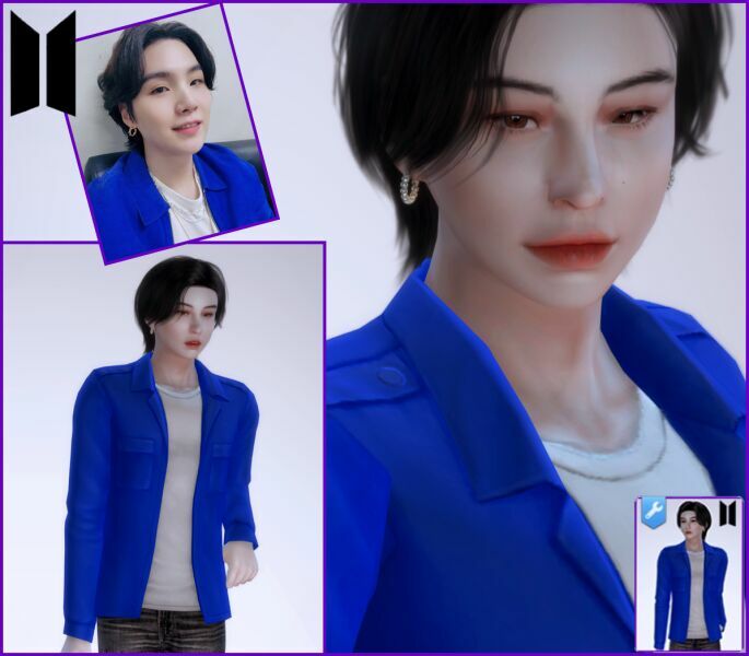 BTS Yoongi Blue Jacket By Lilmeowmeow Sims 4 CC Download