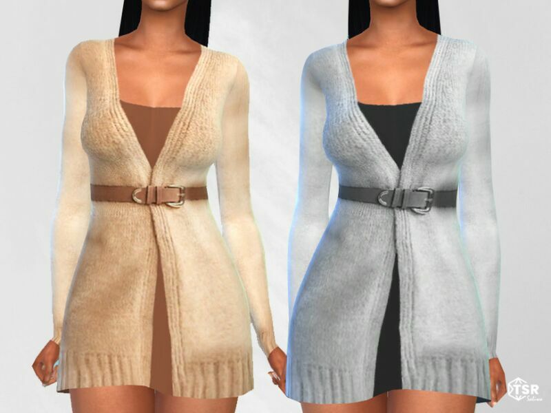 Cardigan Outfit With Belt By Saliwa Sims 4 CC Download