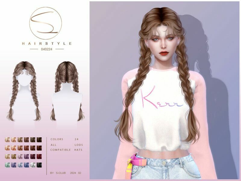 Double Braid Hair 040224 Sims 4 CC Download