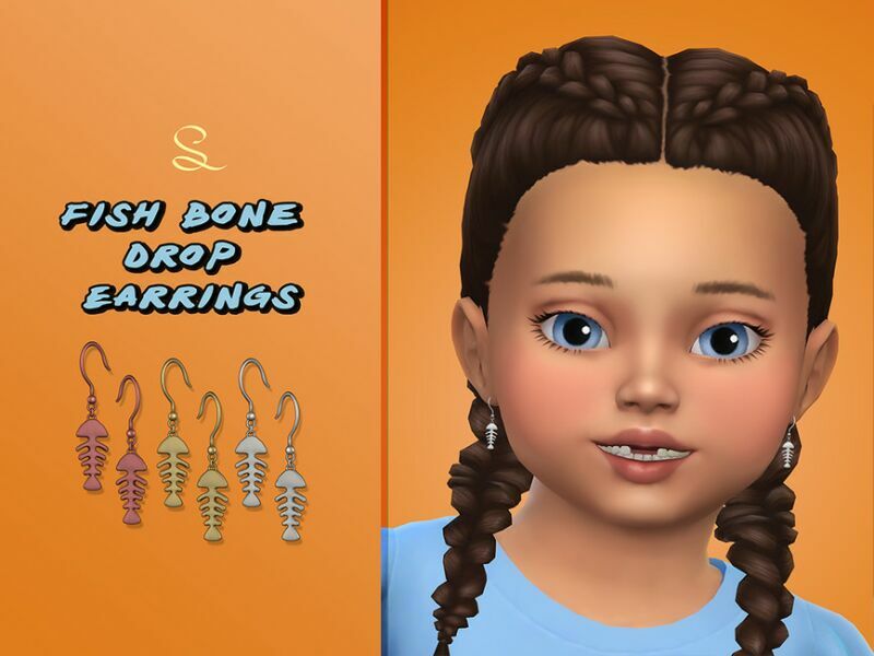 Fish Bone Drop Earrings For Toddlers By Simlasya Sims 4 CC Download