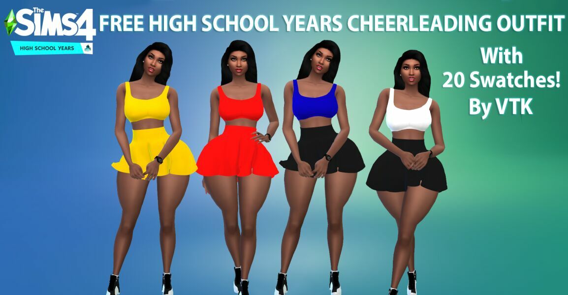 Free High School Cheerleading Outfit By VTK By VTK Sims 4 CC Download