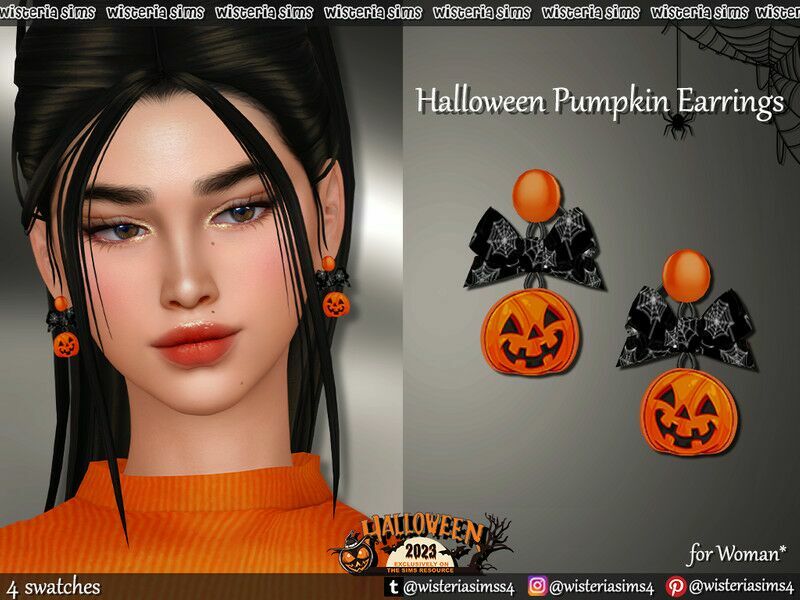 Halloween Pumpkin Earrings By Wisteriasims Sims 4 CC Download