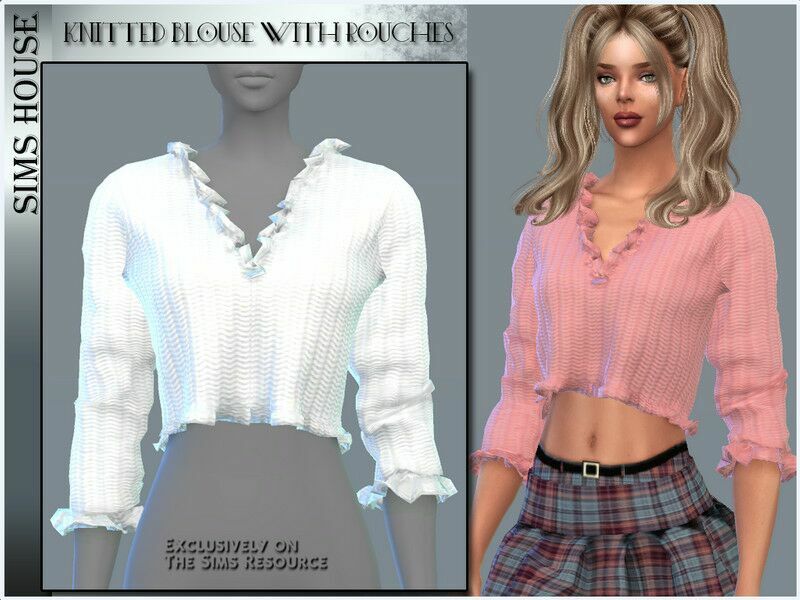 Knitted Blouse With Rouches Sims 4 CC Download
