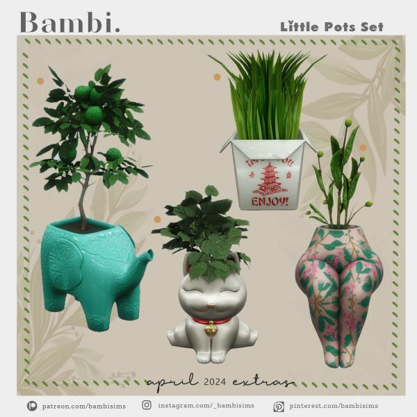 Little Pots SET By Bambisims Sims 4 CC Download