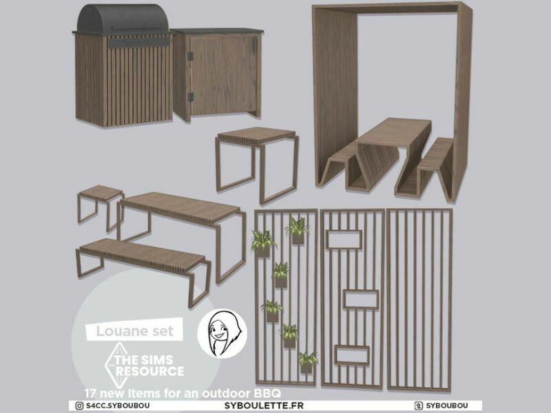 Louane Outdoor BBQ SET (Part 2) By Syboubou Sims 4 CC Download