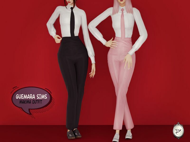 Makima (Chainsaw MAN) Outfit Sims 4 CC Download