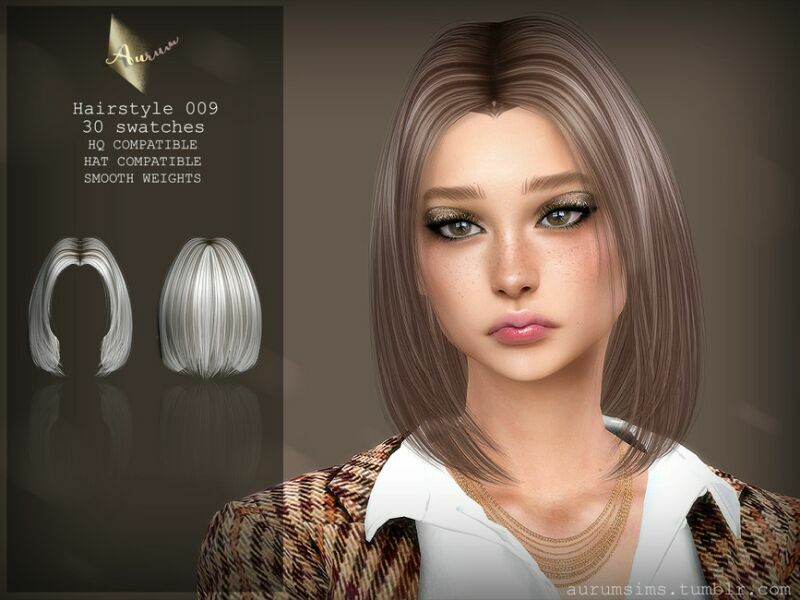 Medium-Long BOB Hairstyle – 009 By Aurummusik Sims 4 CC Download