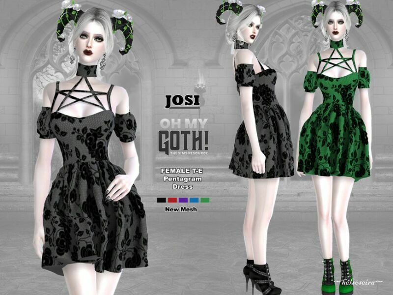 OH MY Goth – Josi – Pentagram Dress By Helsoseira Sims 4 CC Download
