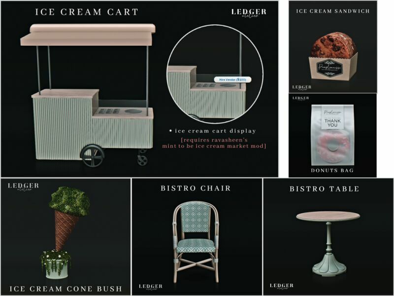 Pamplemousse ICE Cream Parlor SET Sims 4 CC Download