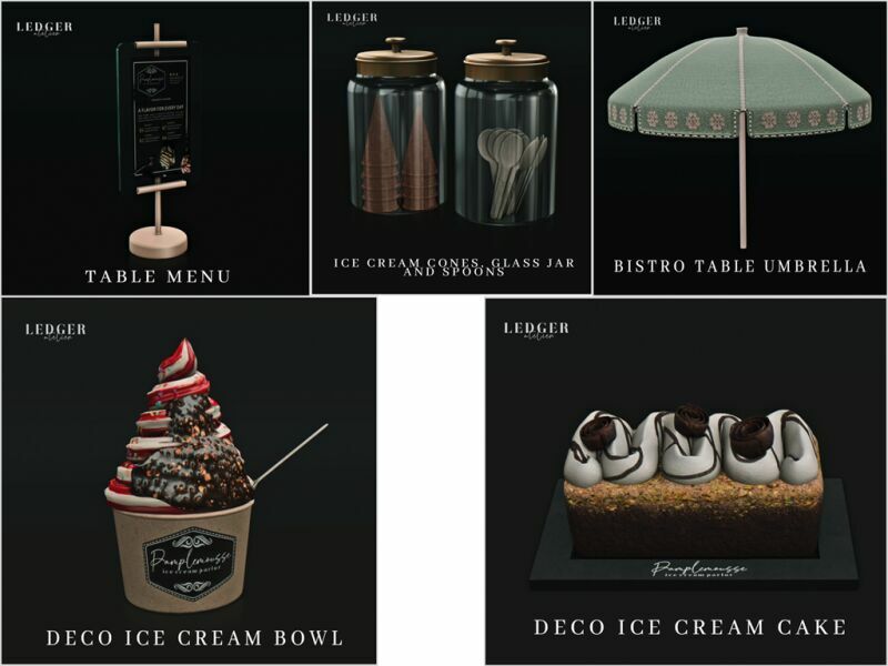 Pamplemousse ICE Cream Parlor SET Sims 4 CC Download