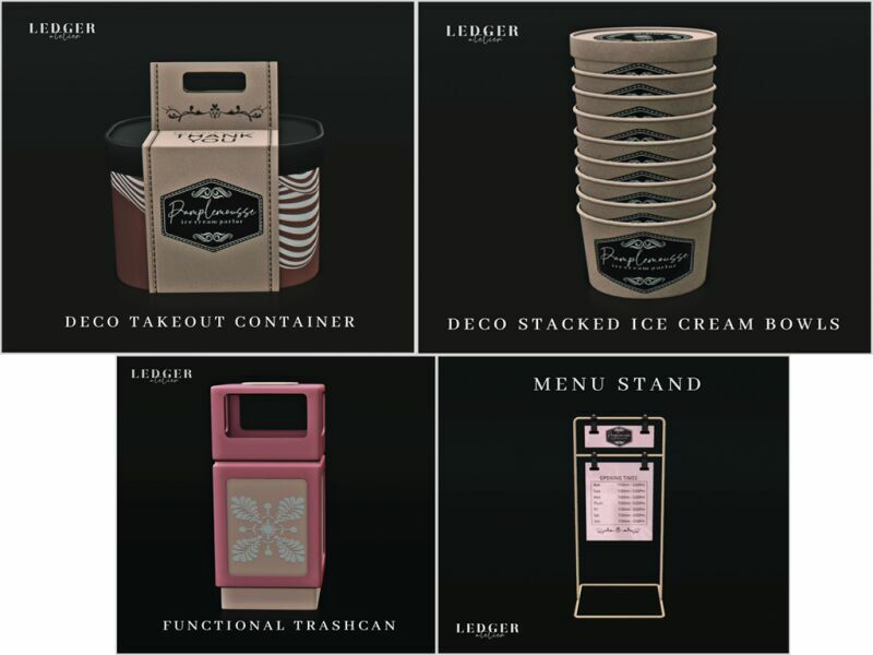 Pamplemousse ICE Cream Parlor SET Sims 4 CC Download