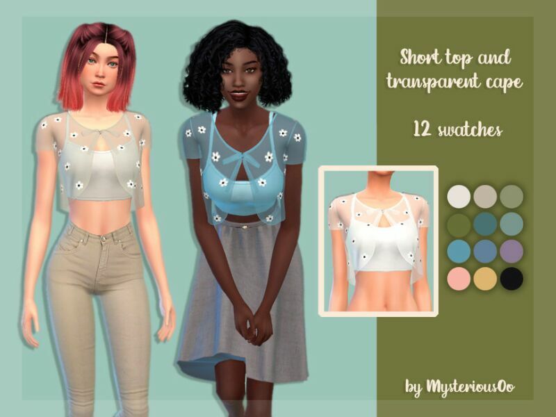 Short TOP And Transparent Cape By Mysteriousoo Sims 4 CC Download