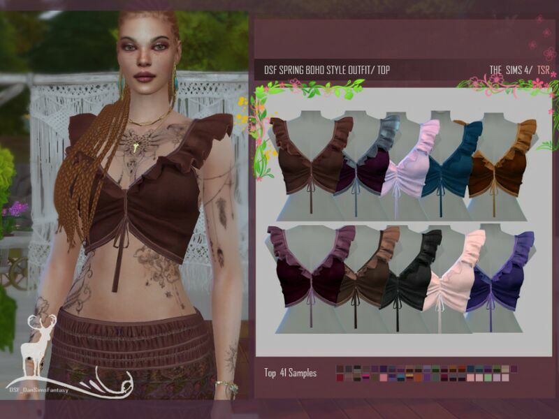 Spring Boho Style Outfit By Dansimsfantasy Sims 4 CC Download