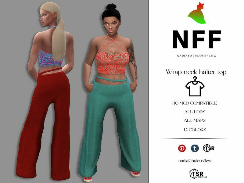 Wrap Neck Halter TOP By Nadiafabulousflow Sims 4 CC Download